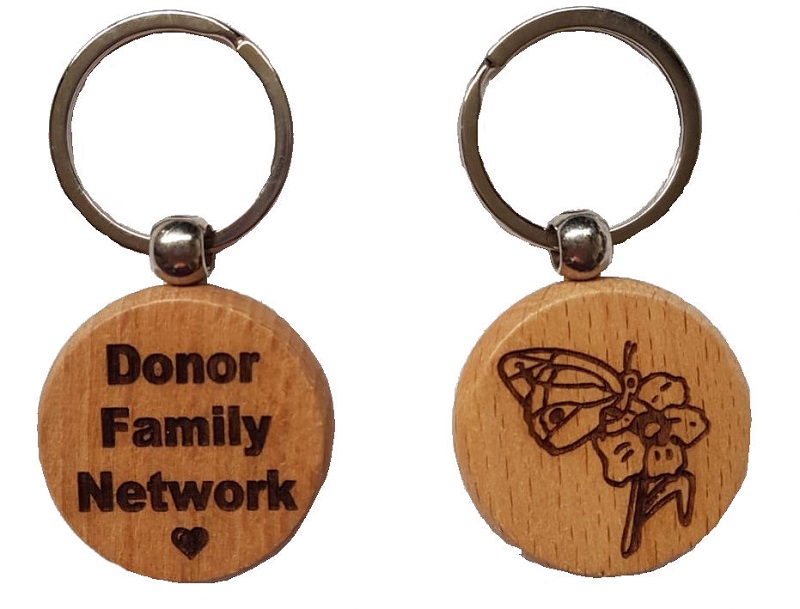 DFN round wooden keyring - Donor Family Network